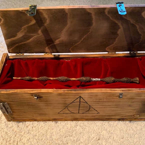 Accents | Custom Made Elder Wand Pine Box Velvet Lined Harry Potter ...